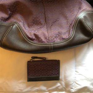 Coach | Bags | Coach Logo Purple With Brown Leather | Poshmark